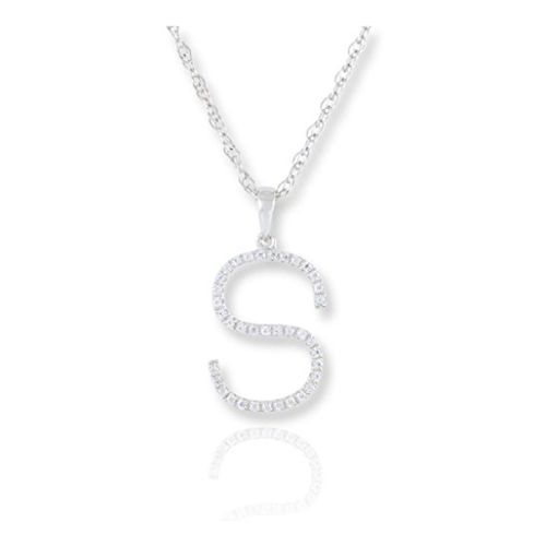 Diamond Initial S Necklace - (White Gold) | CI9681