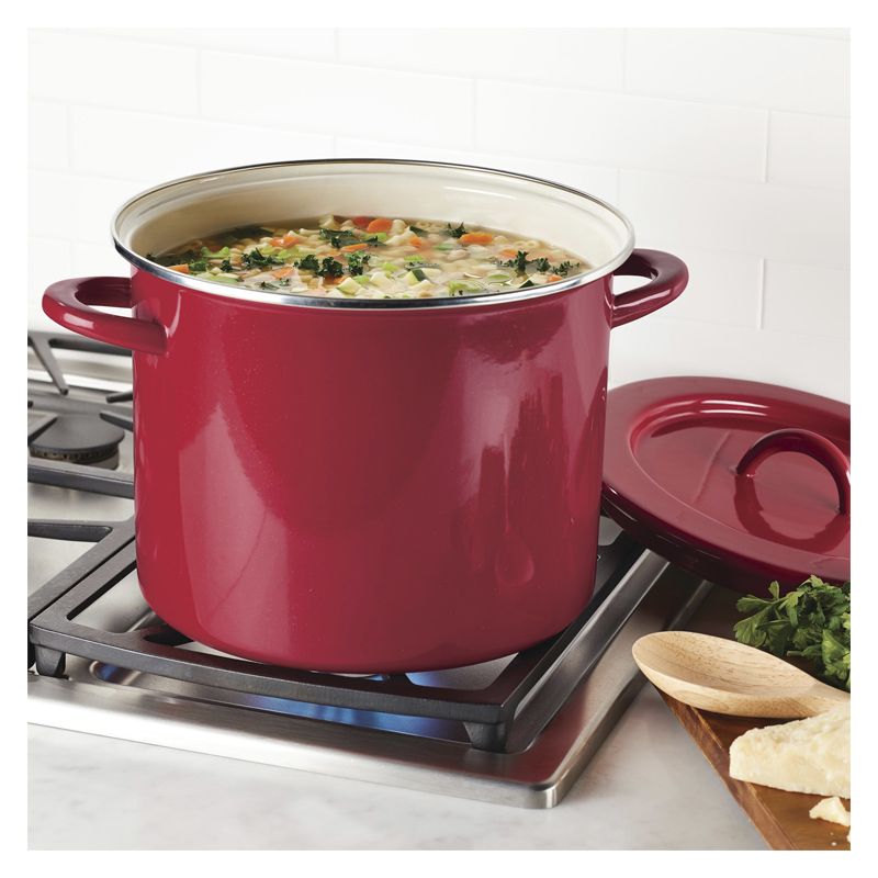 12 - Quart Create Delicious Enamel on Steel Stockpot - (Red Shimmer ...