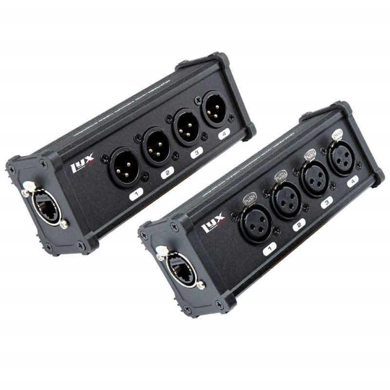 4 Channel XLR Splitter Box, XLR to RJ45 Ethercon, Male & Female Pair ...